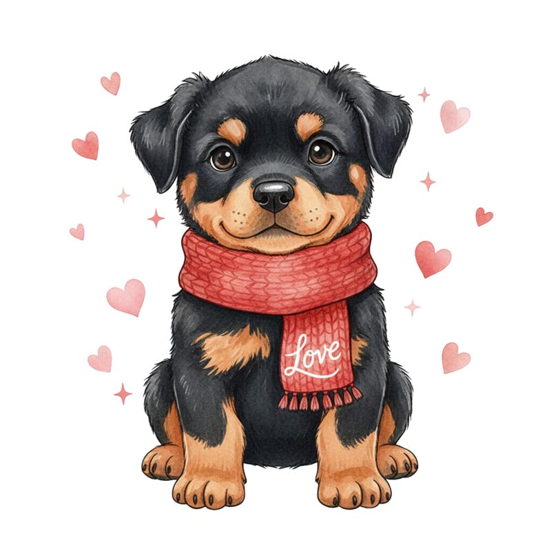 Cute Puppy Love PNG Bundle | Adorable Dog Clipart With Heart Scarf ...