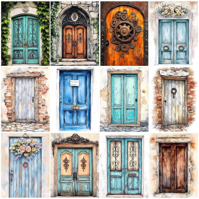 Rustic Doors Junk Journal Pages, Vintage Grunge (digital Download) - Etsy