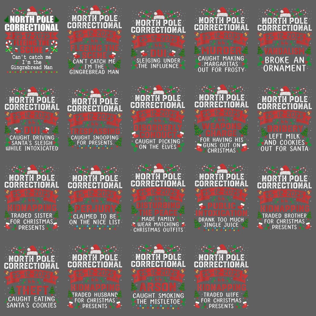 North Pole Correctional 25-12-2025 PNG – Funny Christmas Pajama Family ...