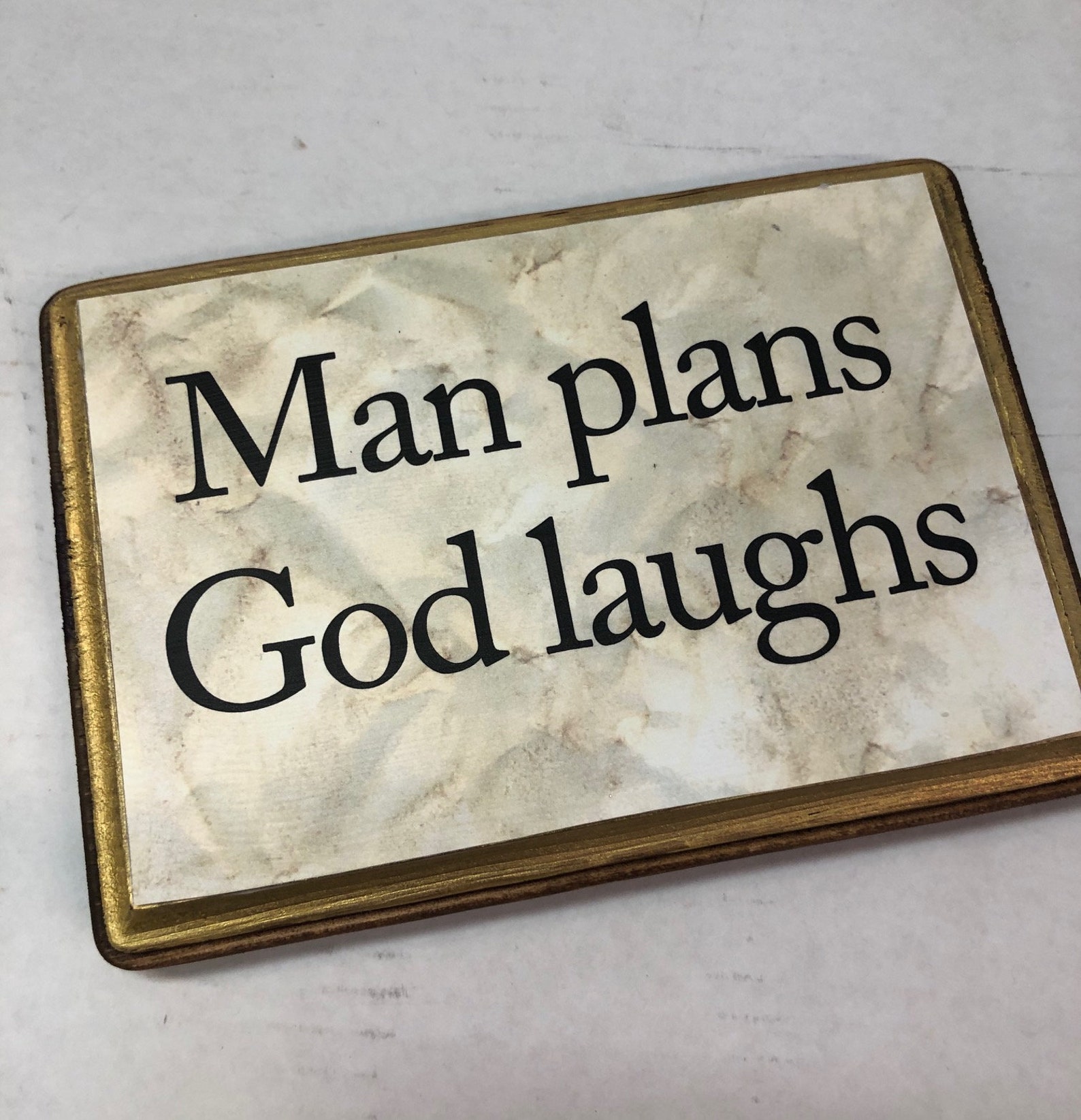 Man Plans God Laughs Jewish Proverb With Stand | Etsy