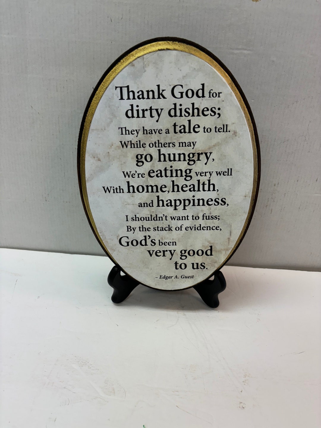 7x9 Thank God for Dirty Dishes- Edgar A. Guest - Shabby off White- With ...