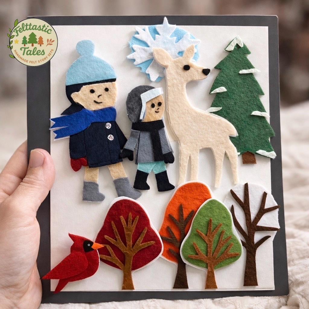 Goodbye Autumn Hello Winter Felt Story Set: Handmade Felt Animals and ...