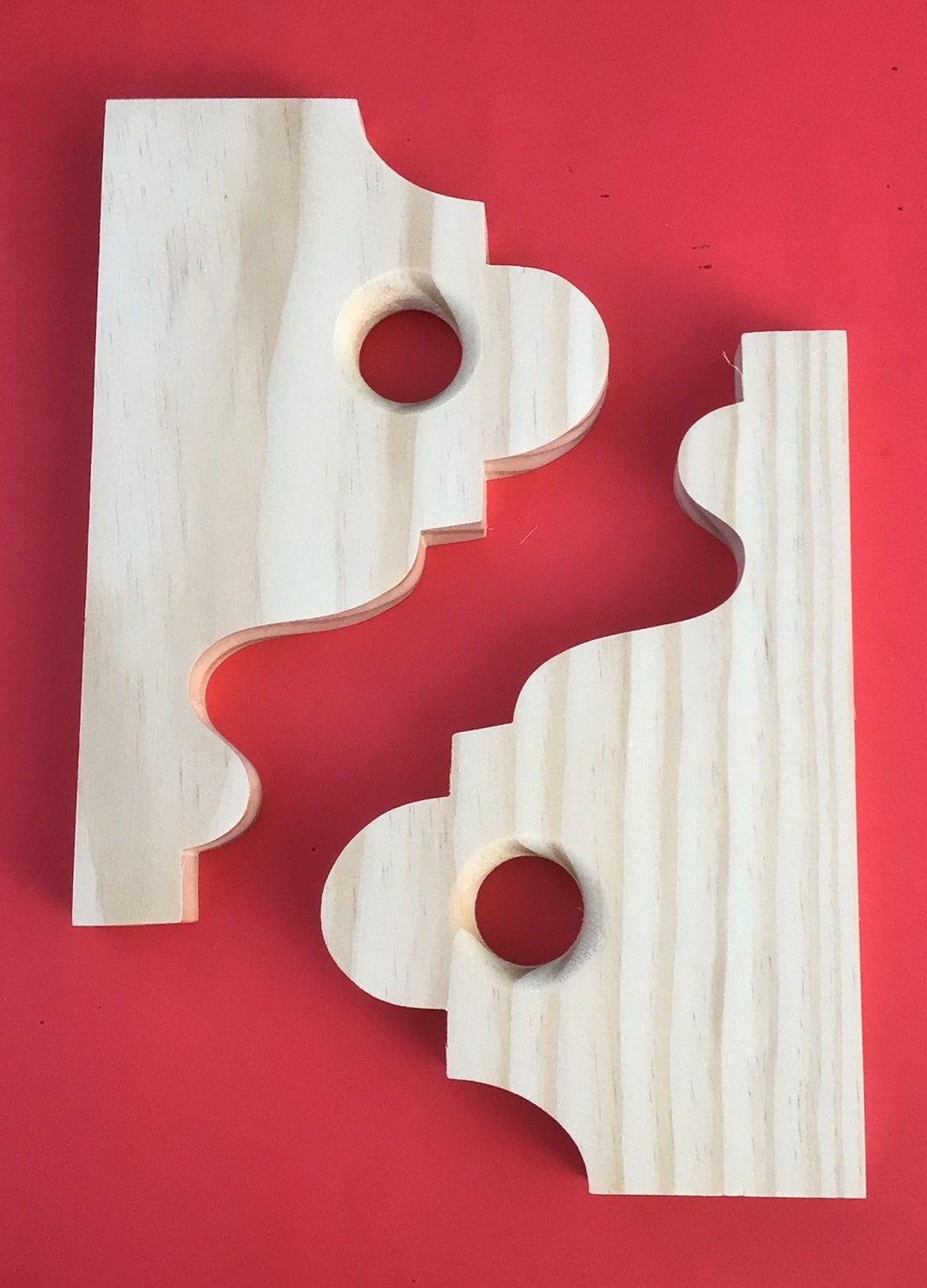 Wooden Curtain Rod Shelf Brackets 7 7/8l X 4 7/8w X 3/4t 2ea Two With 1 ...
