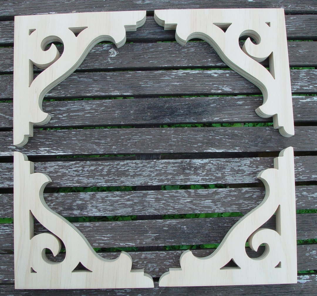 Four (4) Victorian Gingerbread Screen Door Wood Brackets 5 3/4" X 5 3/4 ...