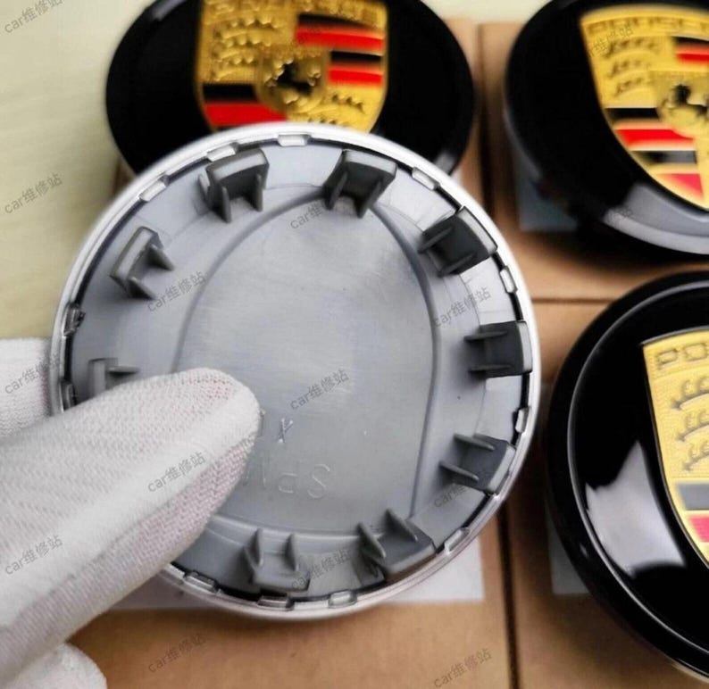 Gloss Black Wheel Center Caps 76mm: Porsche Cayenne, Macan, 911, 718 ...