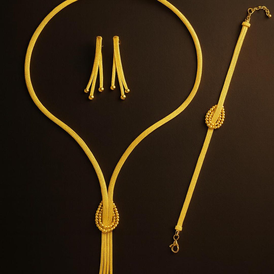Handmade 22K Gold Plated Turkish Jewelry Set | Necklace, Bracelet ...