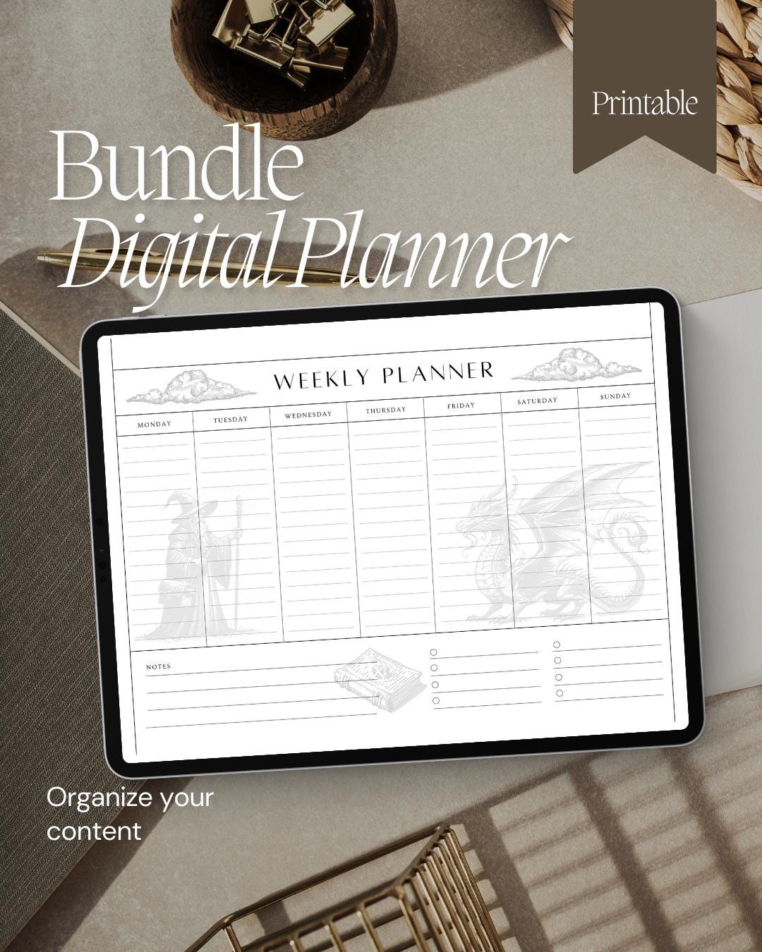 Minimalist Fantasy Digital Planner Bundle: Weekly, To-do, Journal (A4 ...