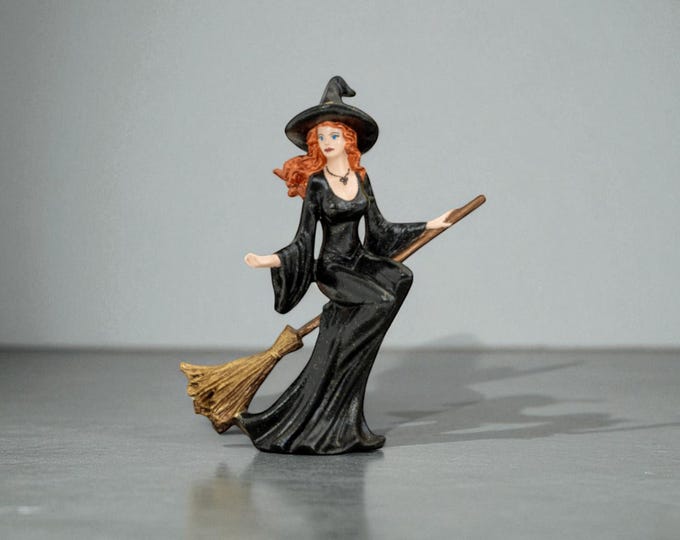 Witch Dolls Halloween Witches Decor Handcrafted Witches Holding a Broom ...