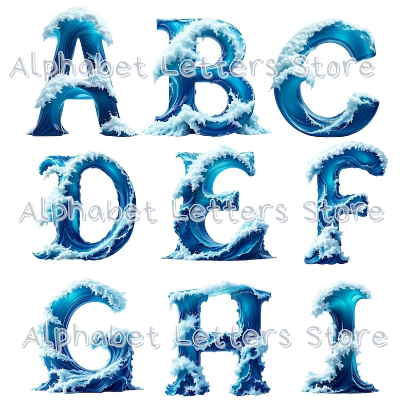 Ocean Wave Font Alphabet, Marine PNG Letters (digital Download) - Etsy ...