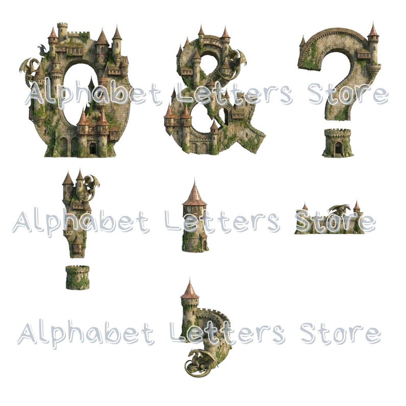 Castle Alphabet PNG, Medieval Fortress Letters and Numbers, Fairytale ...