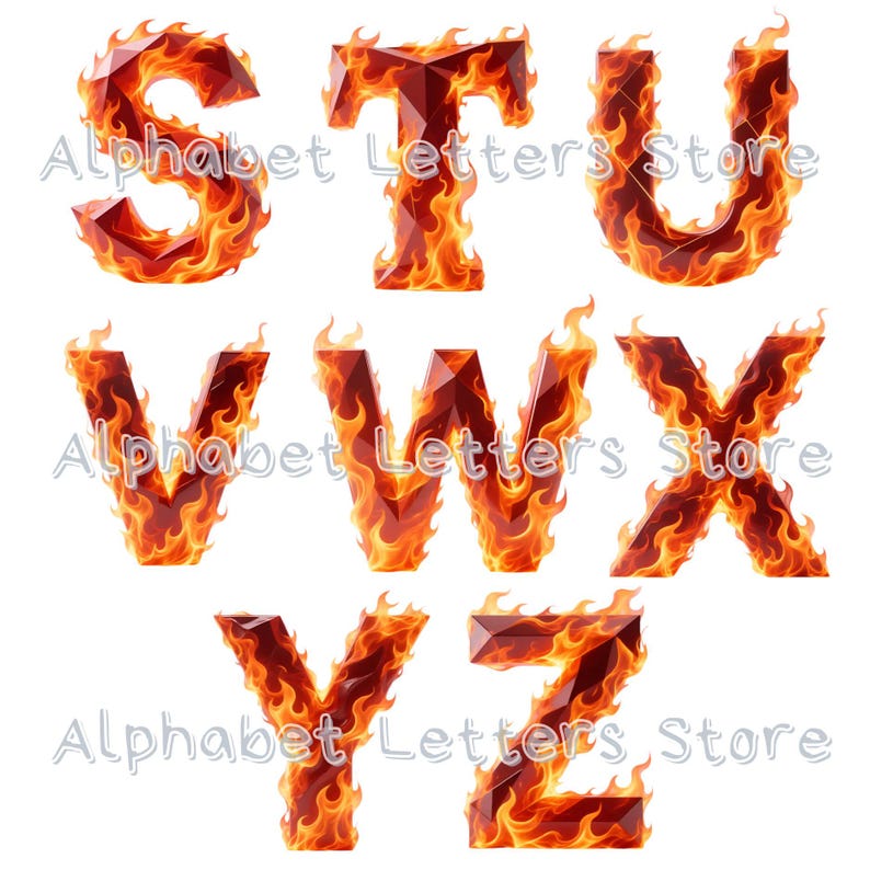 Fire Alphabet Letters, Flame PNG Clipart (digital Download) - Etsy