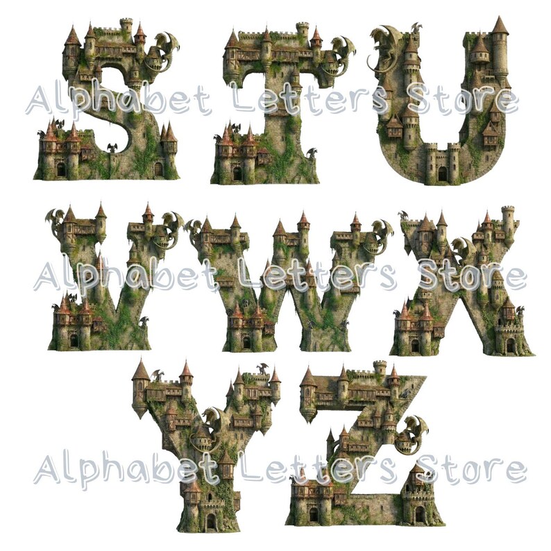Castle Alphabet PNG, Medieval Fortress Letters and Numbers, Fairytale ...