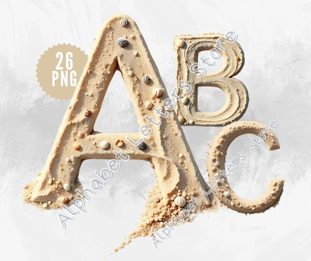 Sand Letters, Desert Alphabet, Beach Letters PNG, Beach Font, Sandy ...