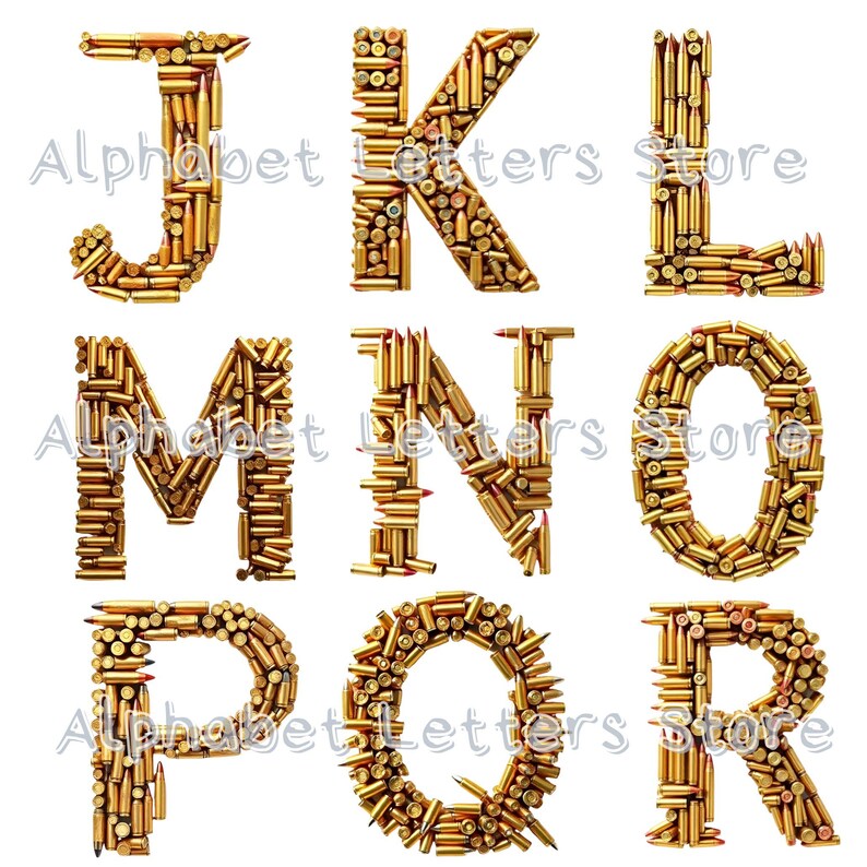 Gun Bullet Alphabet, Military Font, PNG Clipart (digital Download) - Etsy
