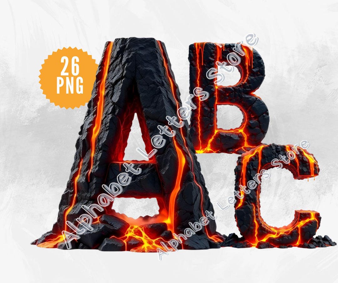 Lava Font PNG, Fire Letter Art, Digital Alphabet (PNG) - Etsy