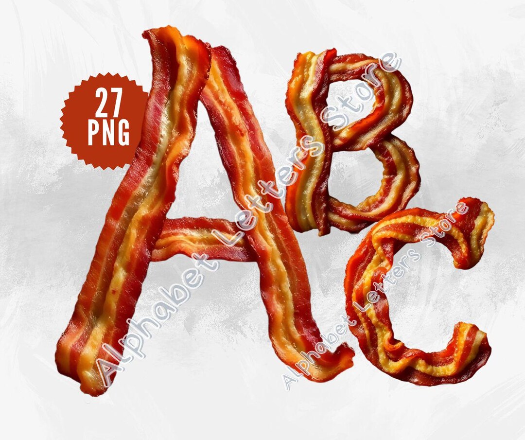 Bacon Font Alphabet, PNG Clipart (digital Download) - Etsy