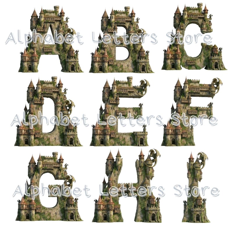 Castle Alphabet PNG, Medieval Fortress Letters and Numbers, Fairytale ...