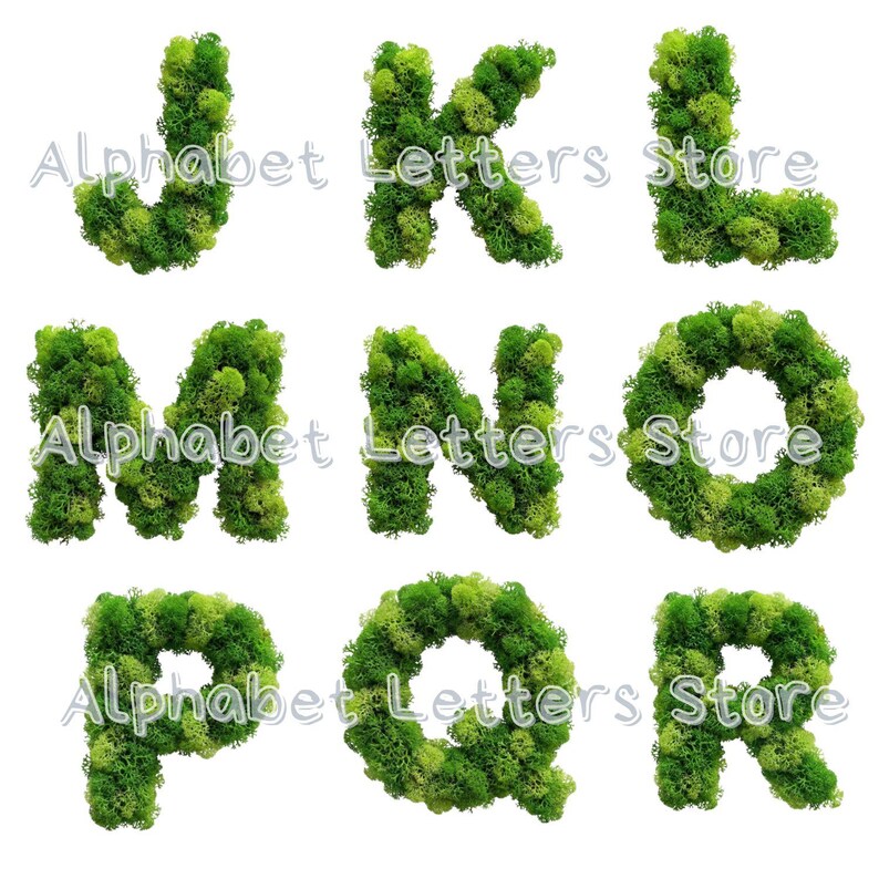 Moss Alphabet PNG, Greenery Letters and Numbers for Wedding Invitations ...