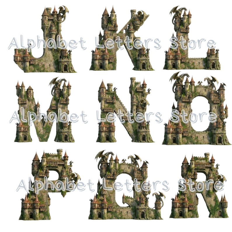 Castle Alphabet PNG, Medieval Fortress Letters and Numbers, Fairytale ...