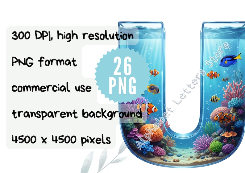 Fish Font, Ocean Alphabet, Aquarium Fish Clipart, Sea Letters, Marine ...