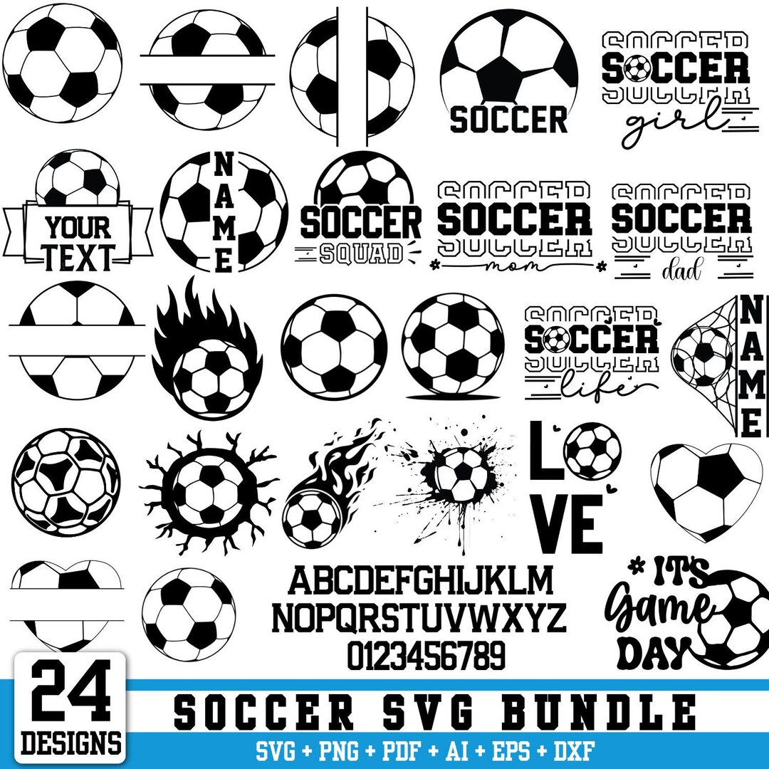 Soccer SVG Bundle, Team Monogram, Player Jersey Clip Art (digital ...