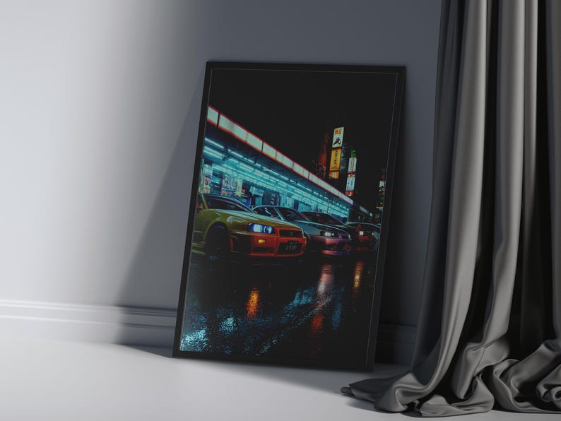 Japanese Tuner Car Poster, Nissan Skyline, Supra, RX-7 Neon Art - Etsy