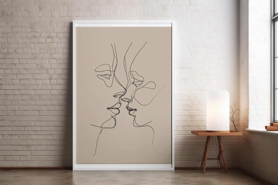 Two Faces Line Drawing – Minimalist Abstract Love Poster, Emotional ...