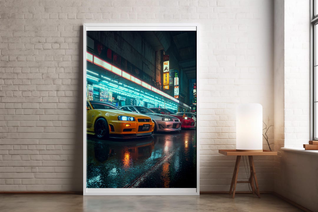Japanese Tuner Car Poster, Nissan Skyline, Supra, RX-7 Neon Art - Etsy