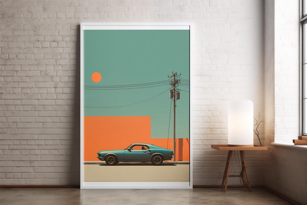Retro Mustang Poster | Mid-century Modern Auto Print - Etsy
