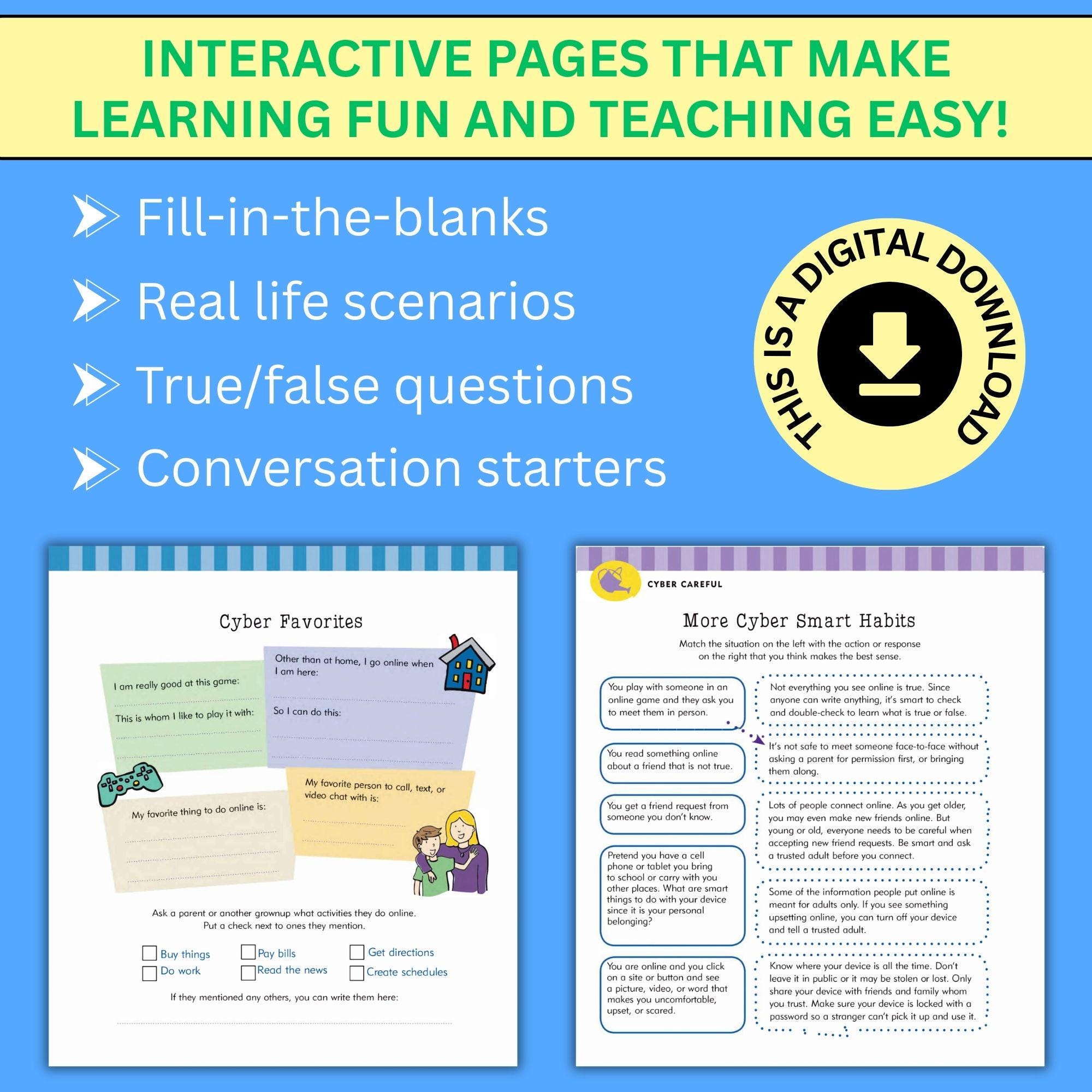 Cybersecurity Worksheets for Kids Printable PDF – Online Safety ...