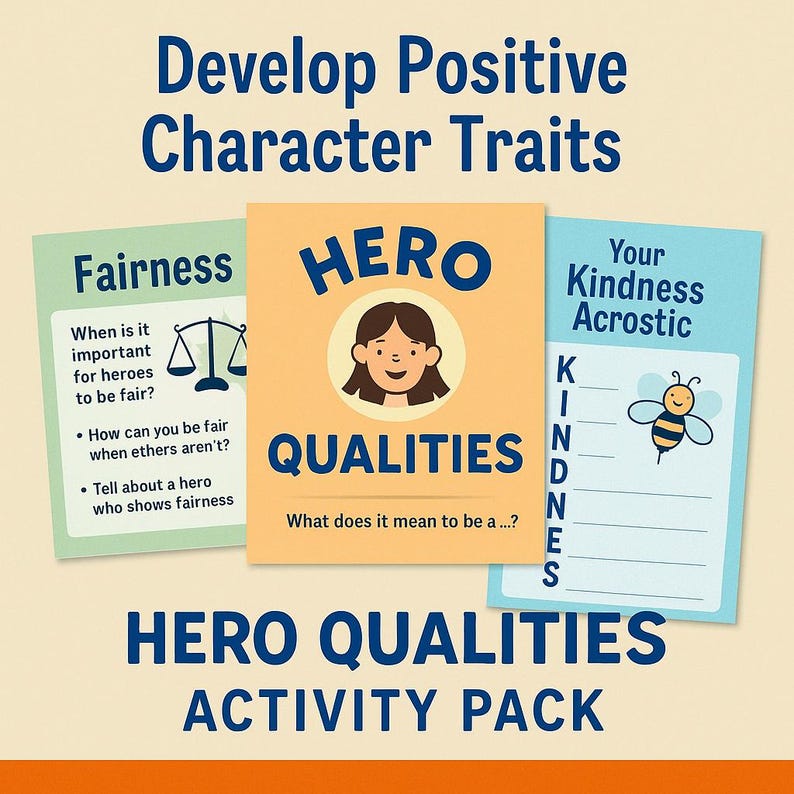 Character Traits Worksheets for Kids | Hero Qualities & Leadership ...