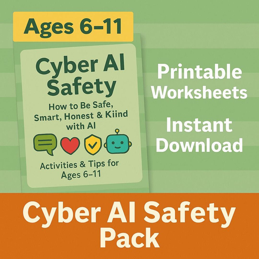 Cyber AI Safety Printable Worksheets for Kids (ages 6–11) | Digital ...