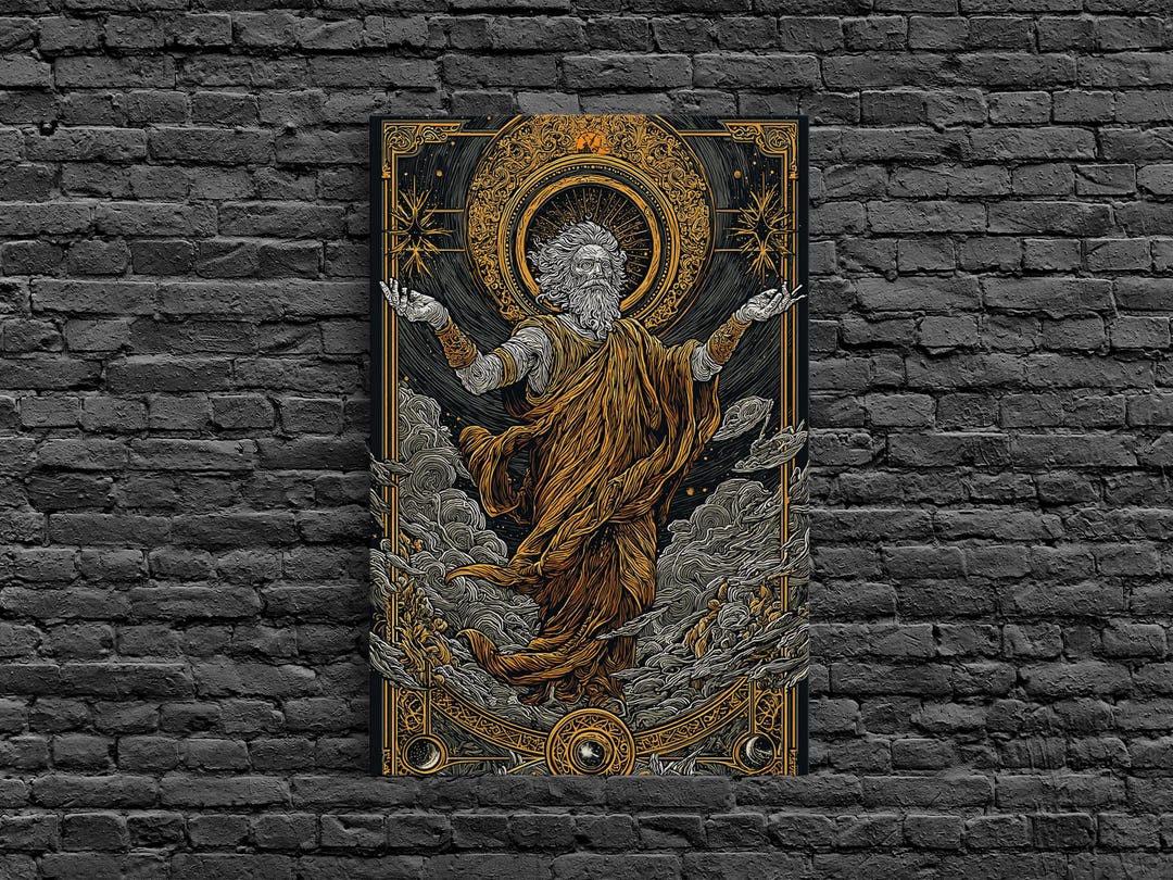 Canvas Print, Ancient God Ascension Art, Mythology Divine Figure Wall ...