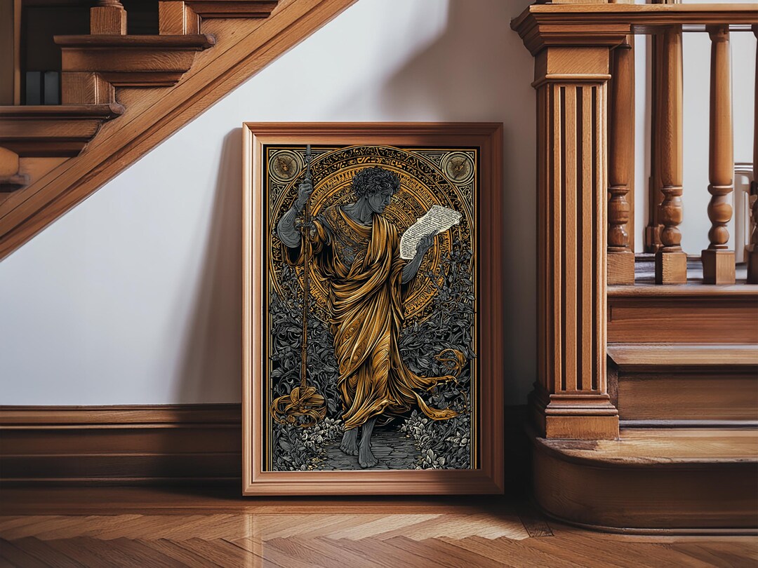 Philosopher Holding Spear and Scroll, Canvas Print, Classical Greek ...