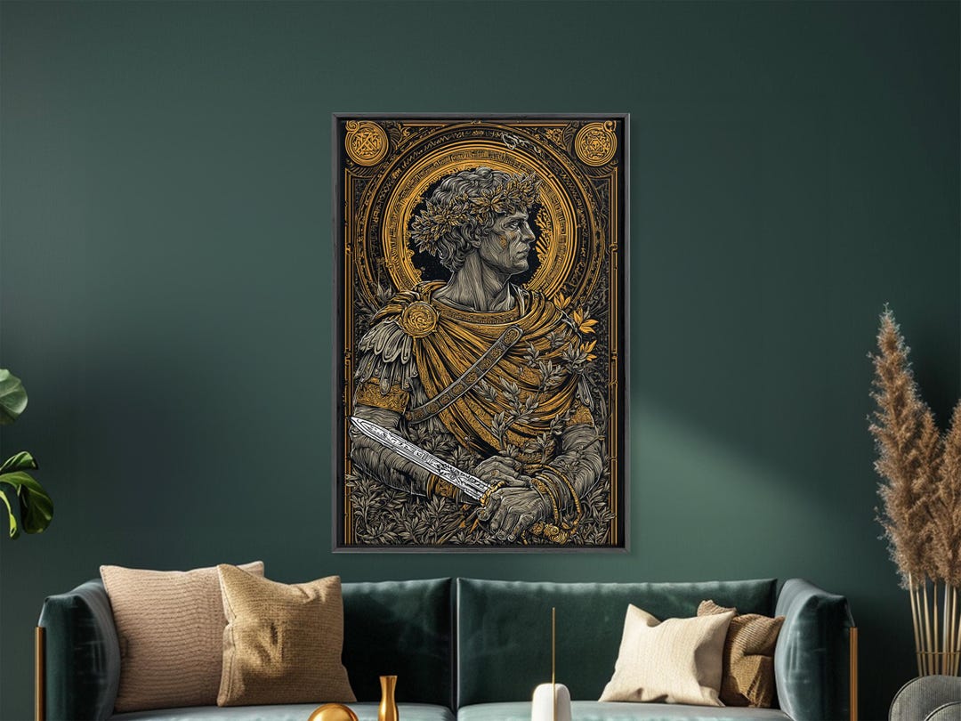 Brutus Stoic Roman General With Sword, Canvas Print, Real Wood Frame ...