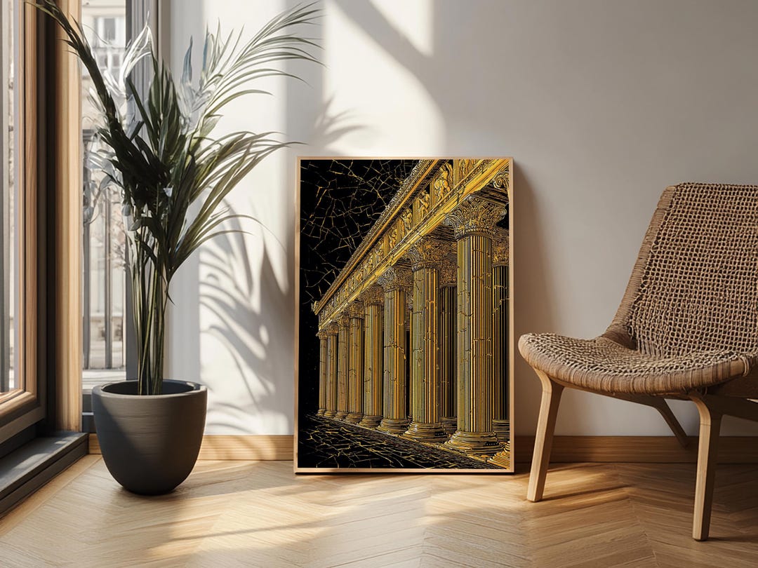 Ancient Parthenon Columns Framed Canvas Print, Classical Ruins Wall ...
