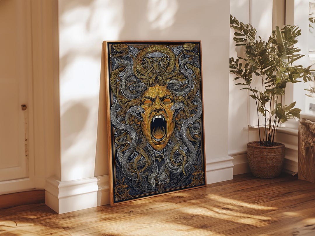 Medusa Snakes Canvas Print, Mythology Wall Art, Fierce Gorgon Decor ...