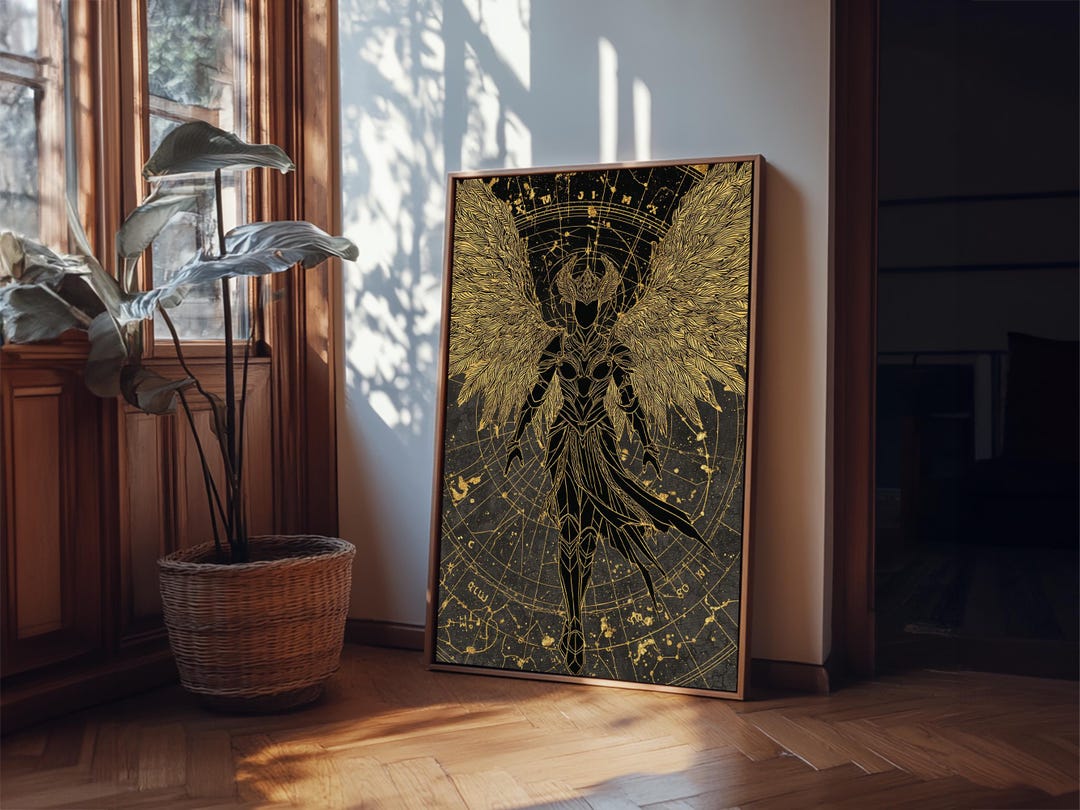 Celestial Angel Warrior, Astral Mythology Wall Art, Canvas Print ...