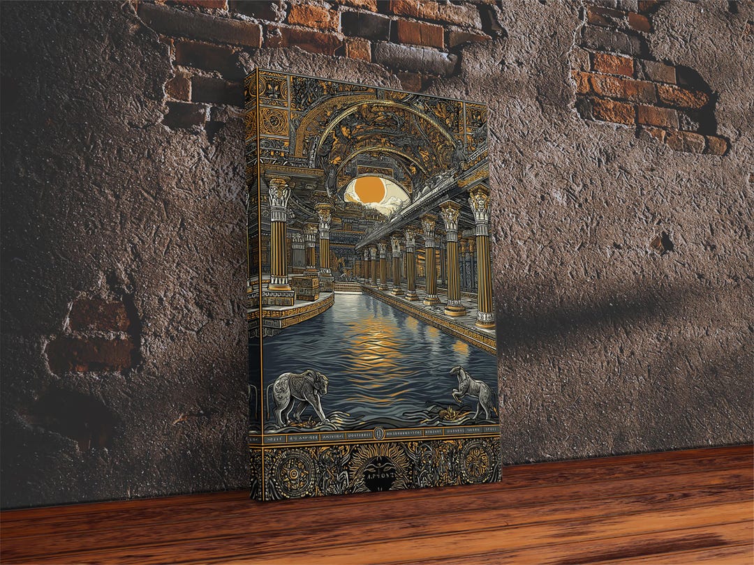 Ancient Temple Columns and Sun, Canvas Print, Mythical Architecture ...