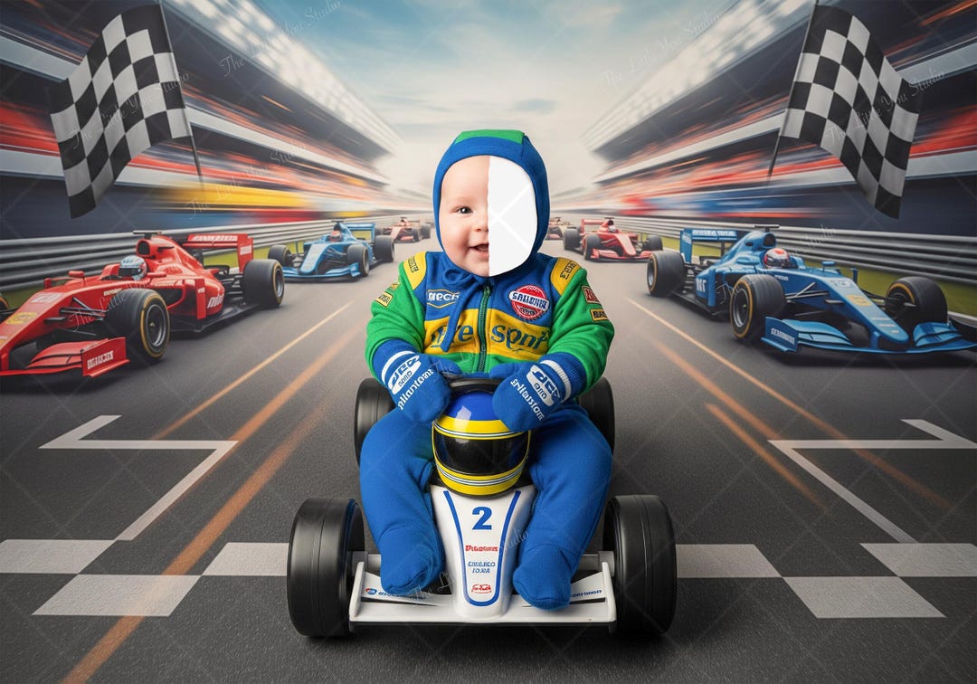 Baby Race Car Digital Backdrop | Face Insert Baby Photography Prop ...