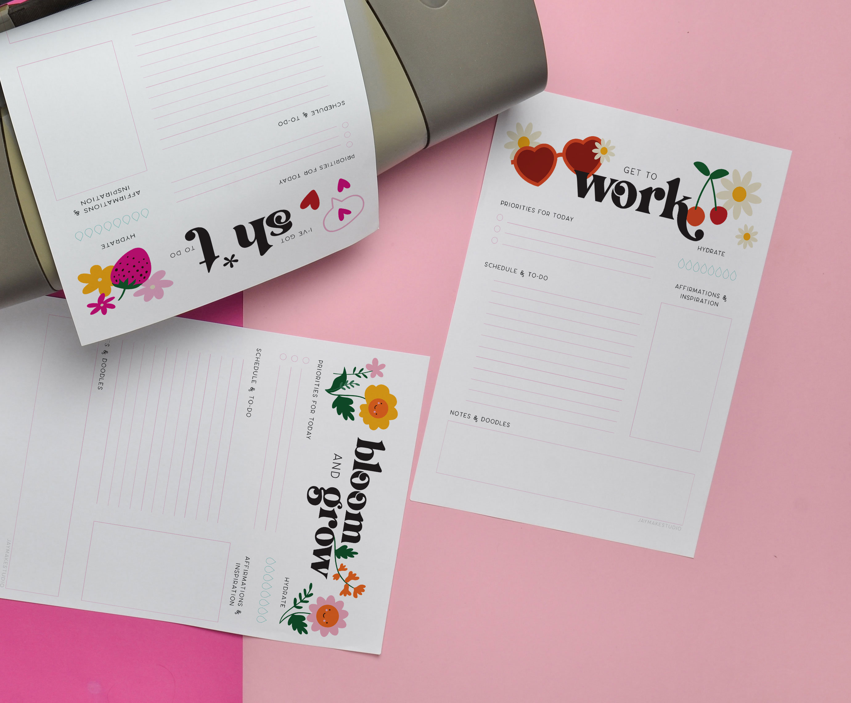 Printable Daily Planner- 3 Fun Colors - Etsy