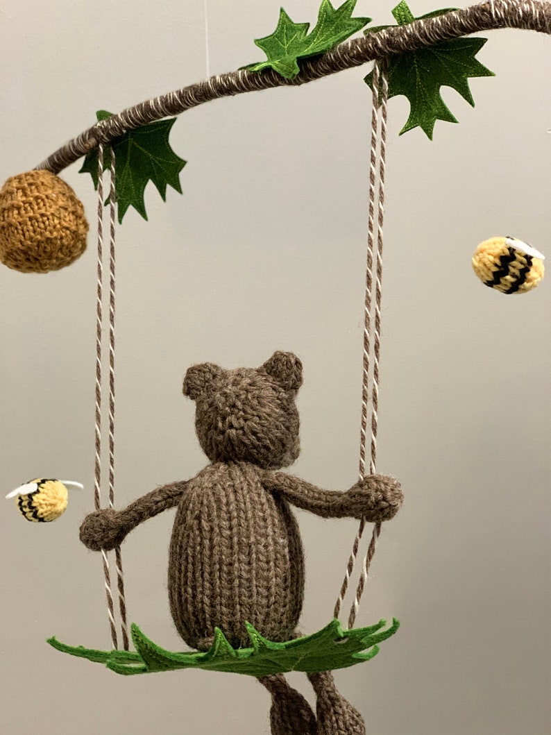 Bear Baby Mobile Knit Bear and Bee Woodland Nursery Mobile - Etsy