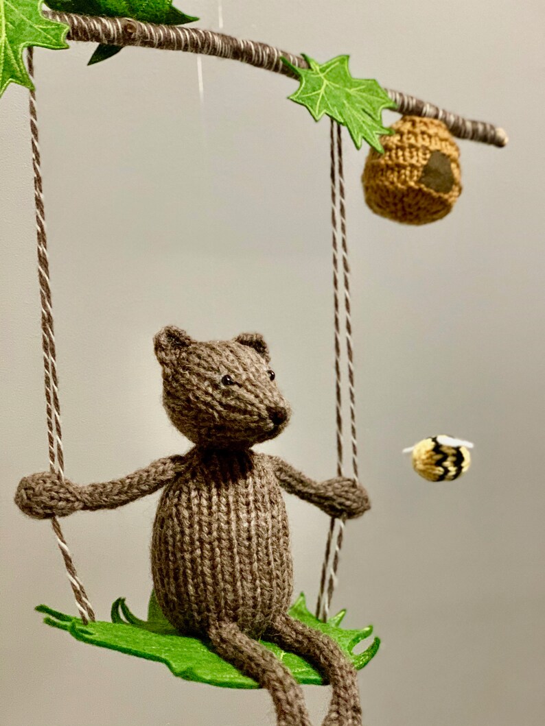 Bear Baby Mobile Knit Bear and Bee Woodland Nursery Mobile - Etsy