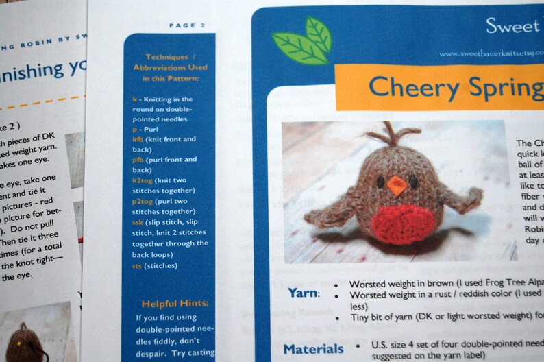 Robin Bird Knitting PDF Pattern DIY Robin Ornament Knitting - Etsy