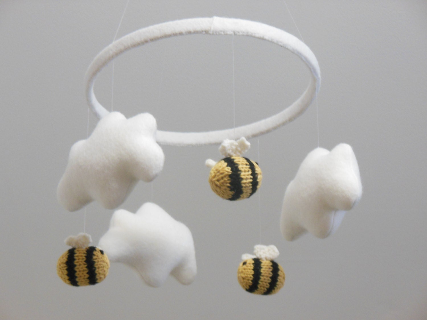 Bee and Cloud Mobile Knit Bee Nursery Mobile - Etsy
