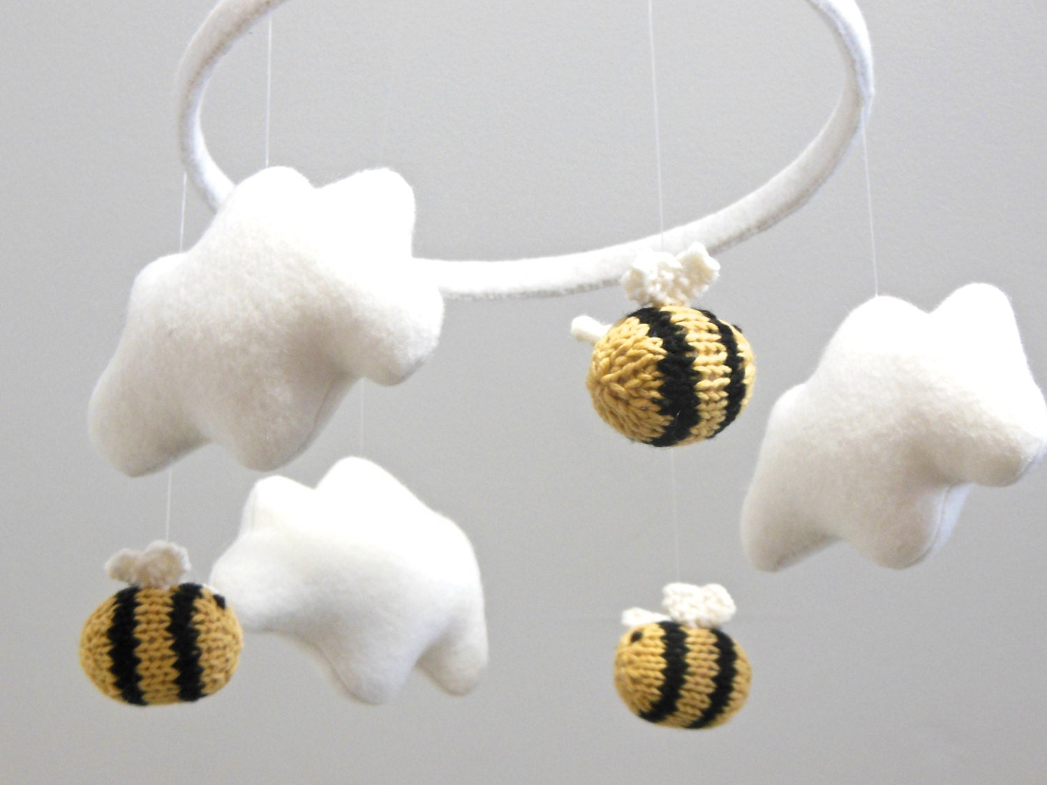 Bee and Cloud Mobile Knit Bee Nursery Mobile - Etsy