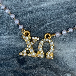 Chi Omega Necklace Licensed Greek Letter Pearl Lavalier Chi O Bead ...