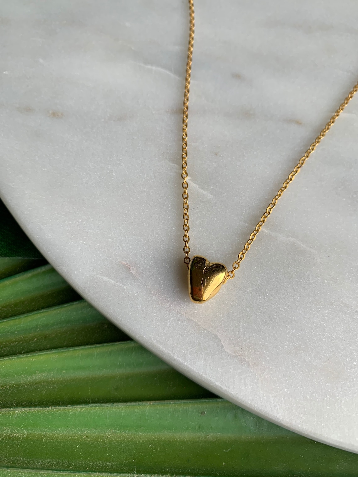 Floating heart necklace valentine pendant gift brass gold tone | Etsy