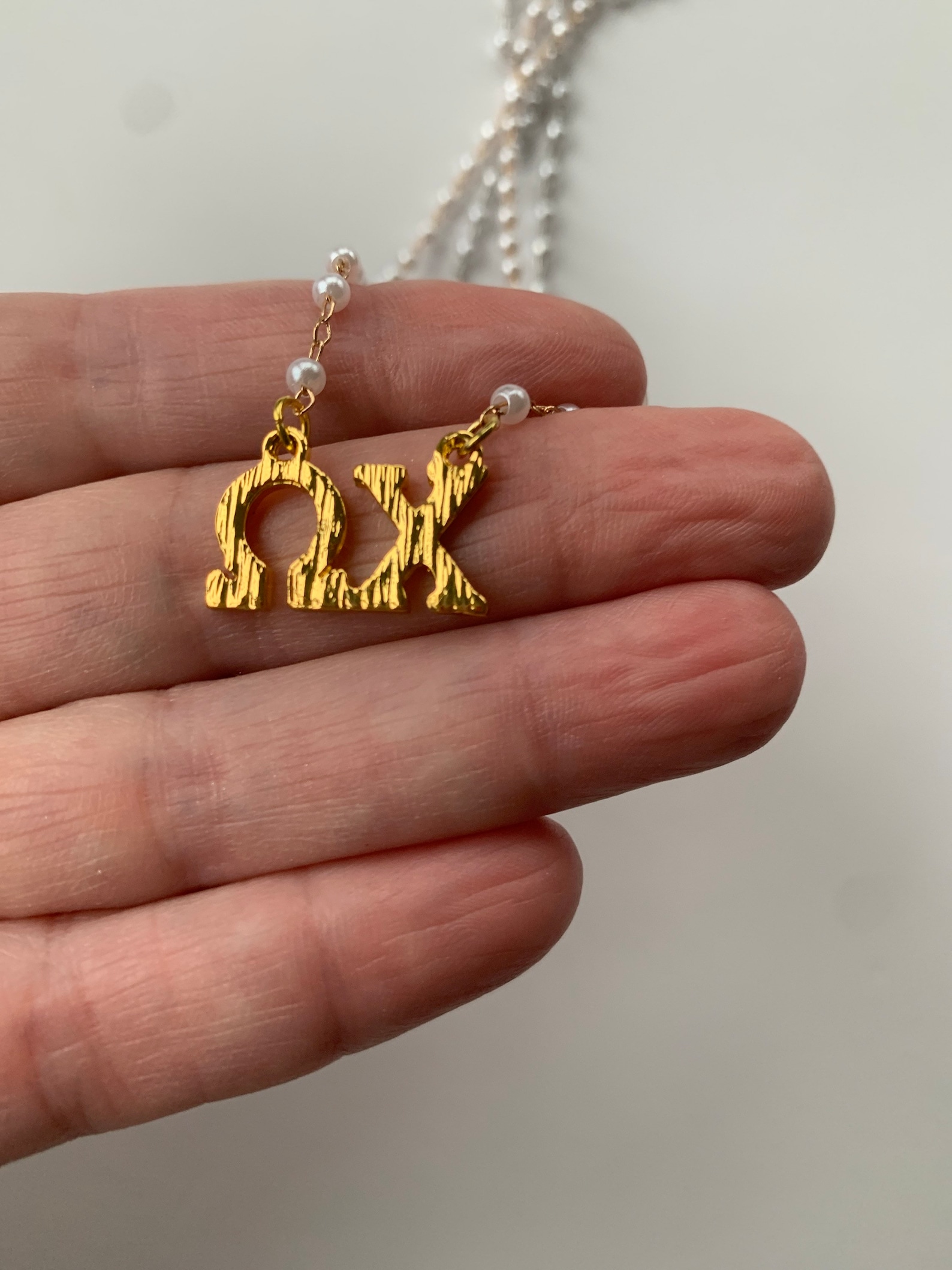 Chi Omega Necklace Licensed Greek Letter Pearl Lavalier Chi O - Etsy
