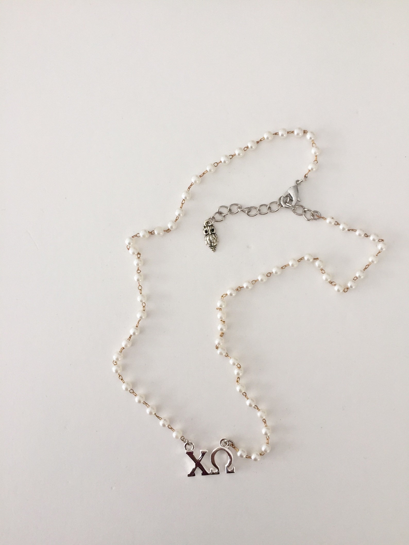 Chi Omega Necklace Licensed Greek Letter Pearl Lavalier Chi O | Etsy